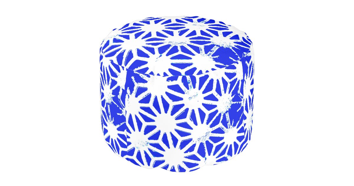 Royal blue geometric pattern pouf | Zazzle
