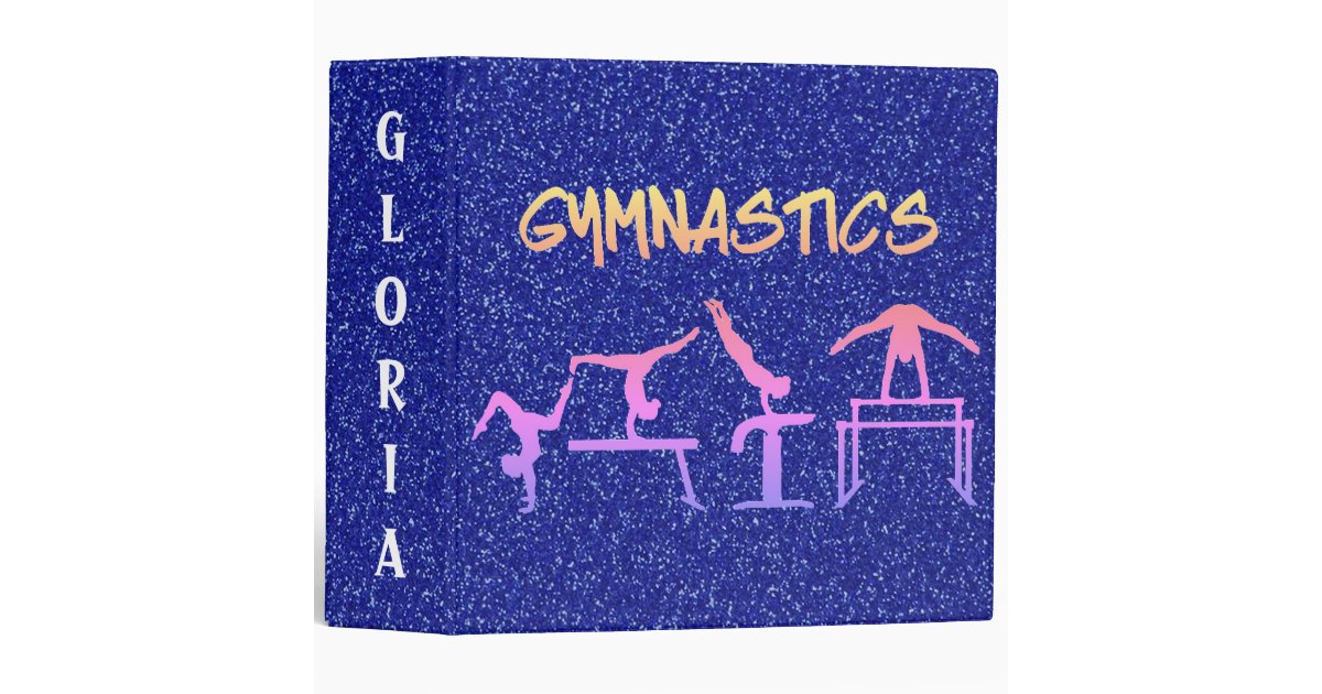 Royal Blue Glitter Gymnastics Girls Binder | Zazzle