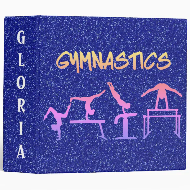 Royal Blue Glitter Gymnastics Girls Binder | Zazzle