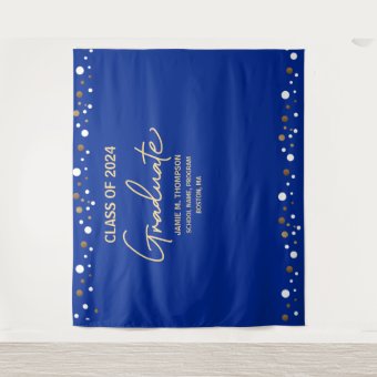 Royal Blue Gold Class of 2023 backdrop graduation | Zazzle