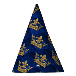 Royal Blue & Gold Crown Prince Birthday Party Party Hat | Zazzle