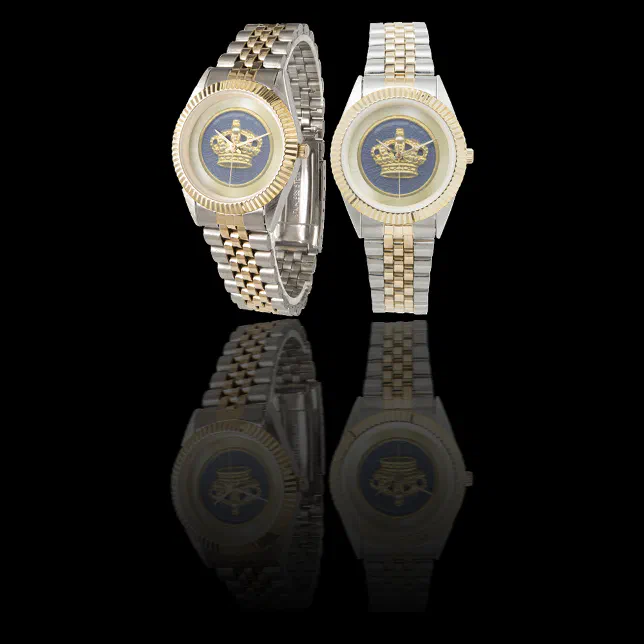 Royal Blue Gold Crown Watch | Zazzle