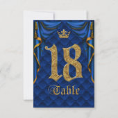Royal Blue Gold Crown Wedding Table Number 18 | Zazzle