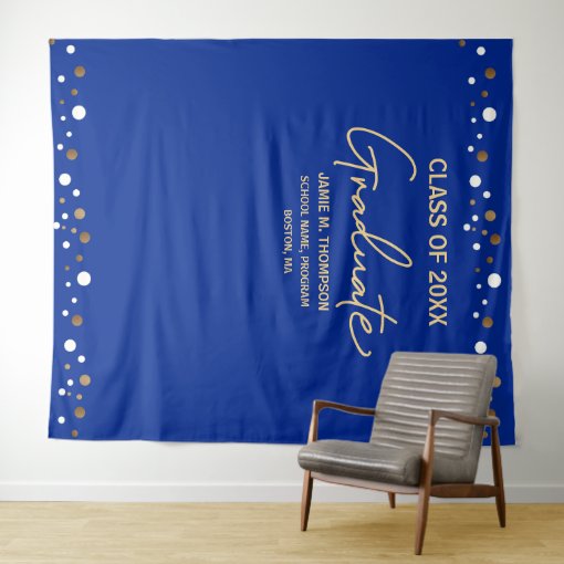 Royal Blue Gold Custom Year backdrop graduation | Zazzle