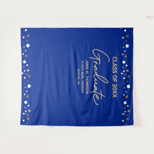 Royal Blue Gold Custom Year backdrop graduation | Zazzle