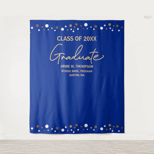 Royal Blue Gold Custom Year backdrop graduation | Zazzle