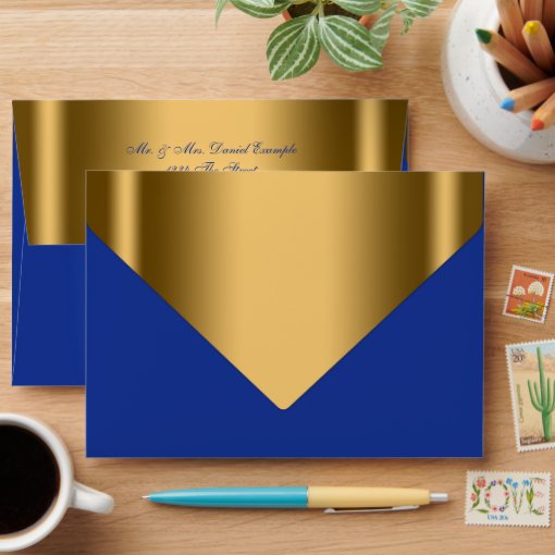 Royal Blue Gold Envelope | Zazzle