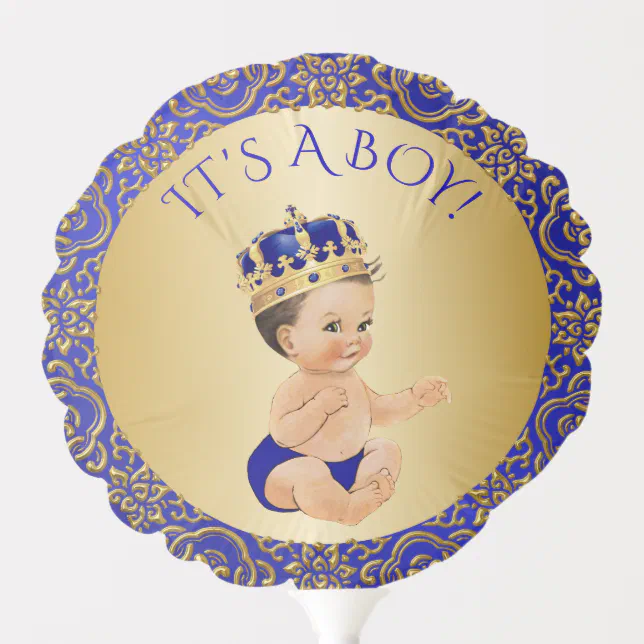 Royal Blue & Gold Little Prince Baby Shower Balloon | Zazzle