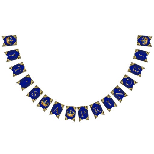 Royal Blue Gold Prince Baby Shower Bunting Flags | Zazzle