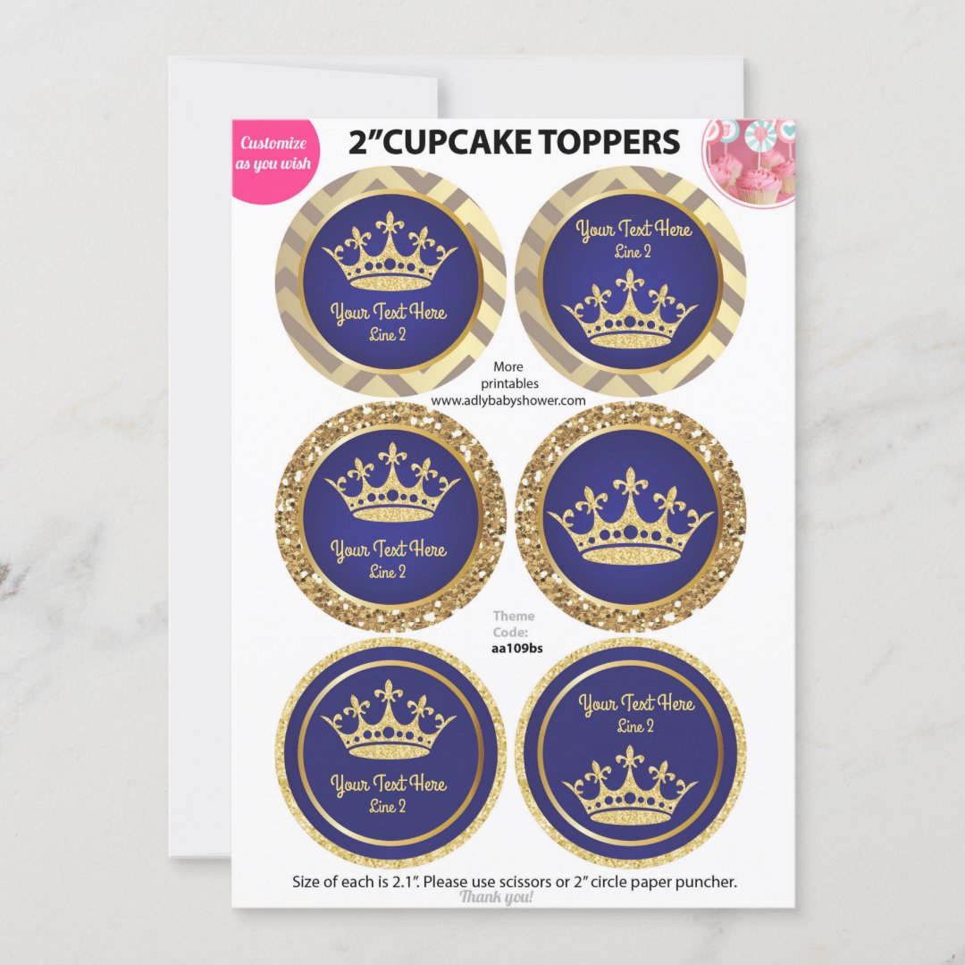 Royal Blue Gold Prince, King Cupcake Toppers | Zazzle