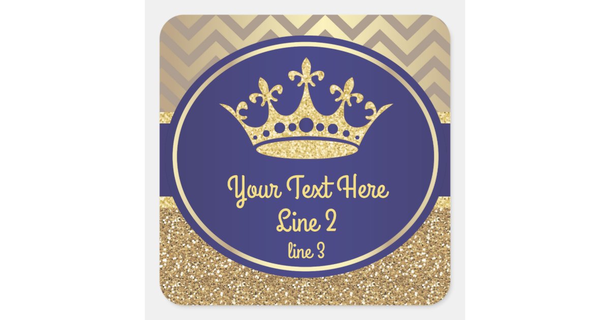 Royal Blue Gold Prince King Label Sticker | Zazzle