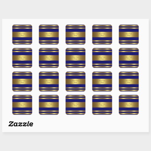 Royal Blue Gold Square Sticker | Zazzle