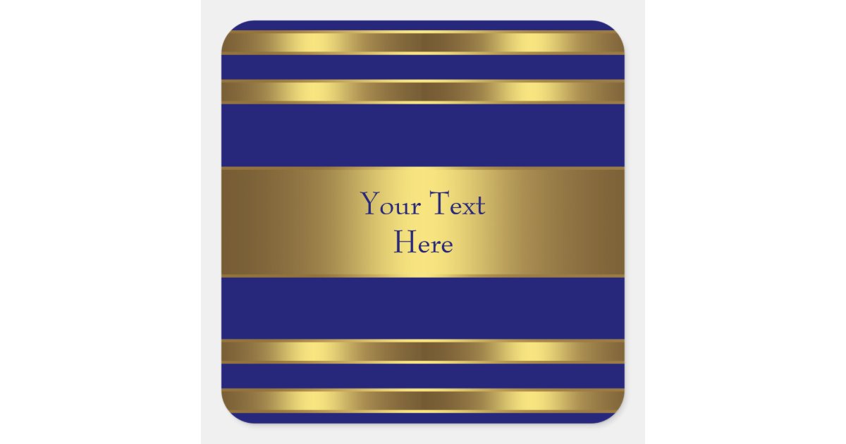 Royal Blue Gold Square Sticker | Zazzle