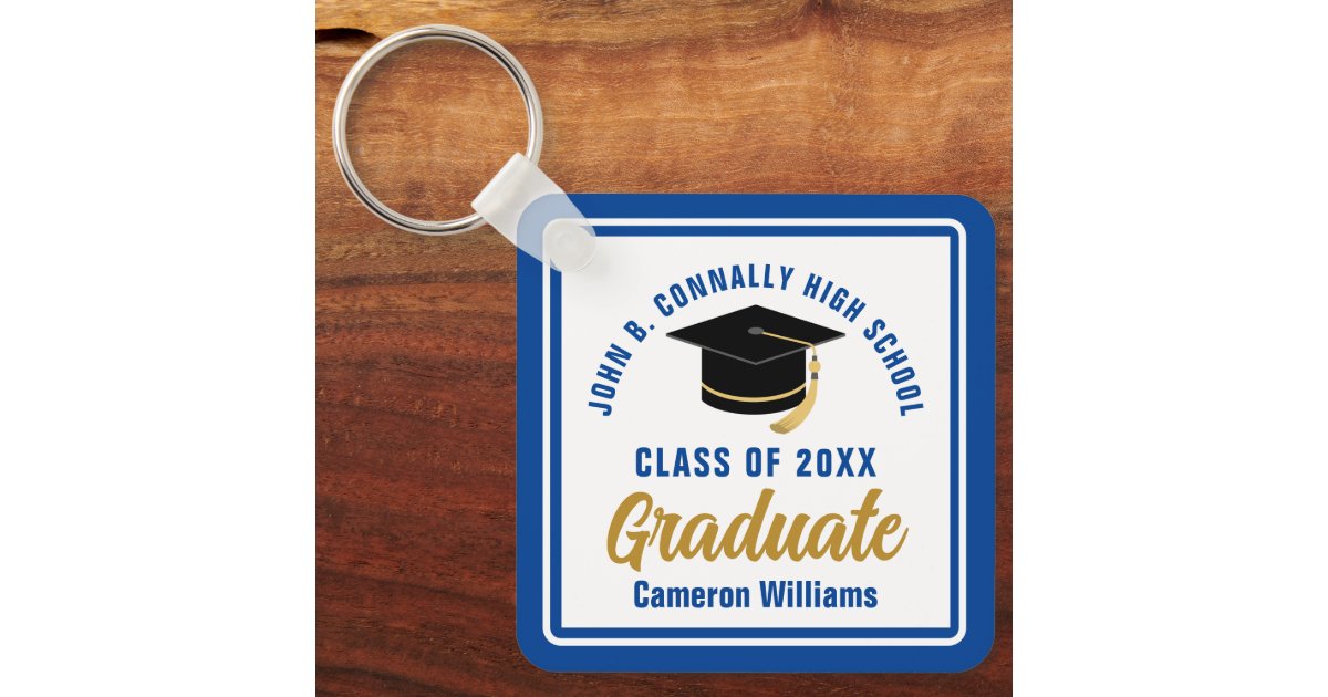 Royal Blue Graduate Personalized Graduation Gift Keychain | Zazzle