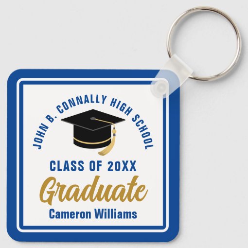 Royal Blue Graduate Personalized Graduation Gift Keychain | Zazzle