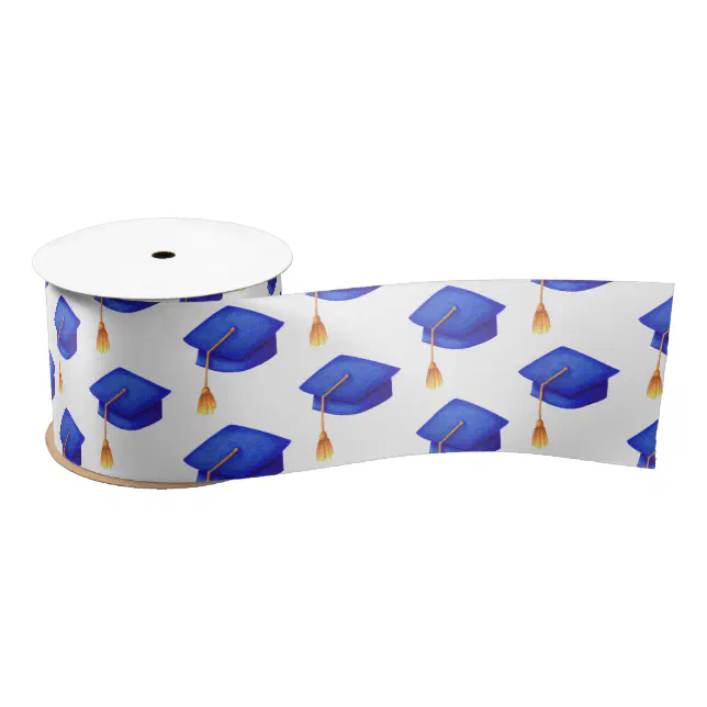 Royal Blue Graduation Cap with Tassels Graduation Satin Ribbon | Zazzle