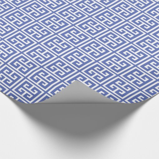 Royal Blue Greek Key Pattern Wrapping Paper | Zazzle