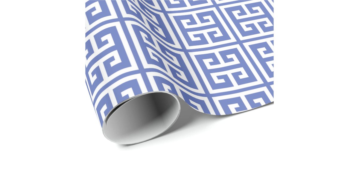 Royal Blue Greek Key Pattern Wrapping Paper | Zazzle