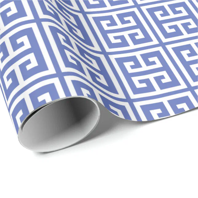 Royal Blue Greek Key Pattern Wrapping Paper | Zazzle