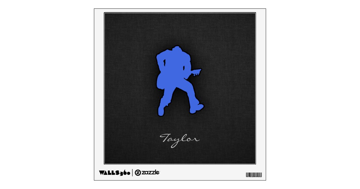 Royal Blue Guitar Player Wall Sticker | Zazzle
