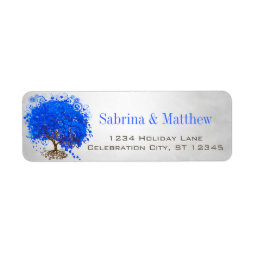 Royal Blue Heart Leafed Return Address Label | Zazzle
