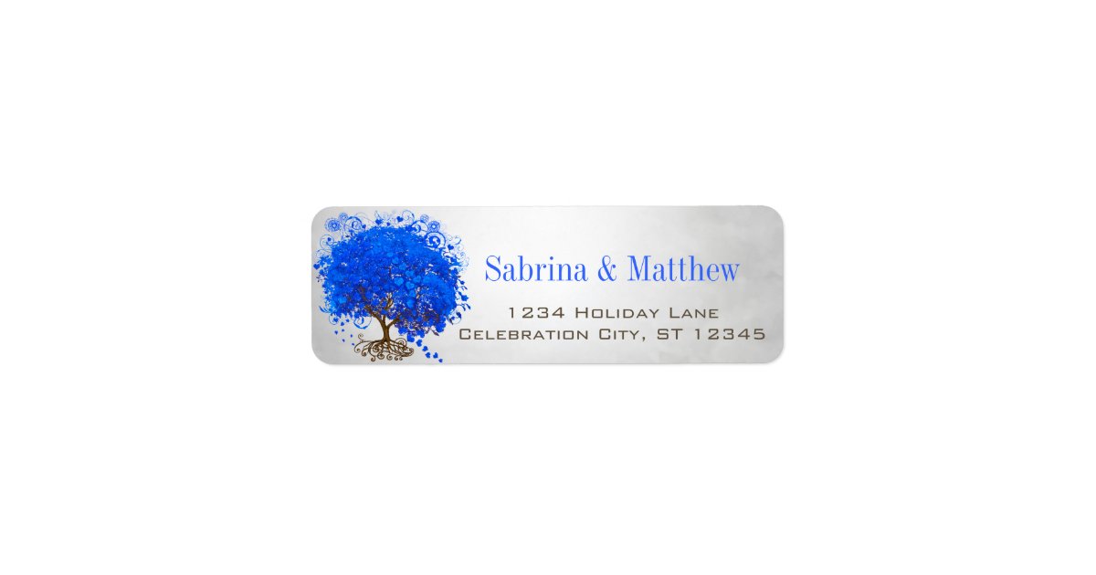 Royal Blue Heart Leafed Return Address Label | Zazzle.com