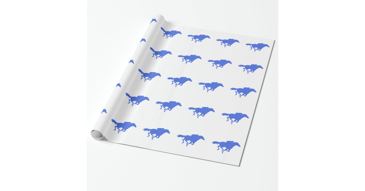 Royal Blue Horse Racing Wrapping Paper | Zazzle