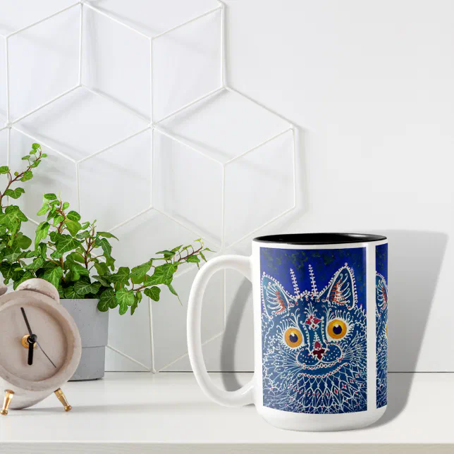 Royal blue Kaleidoscope Cat mug | Zazzle