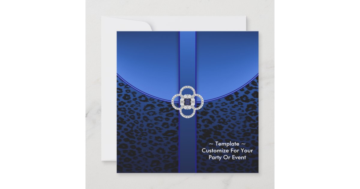 Royal Blue Leopard Party Invitation | Zazzle