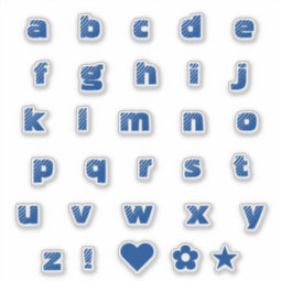 Royal Blue Lower Case Text Letters Alphabet Heart Sticker | Zazzle