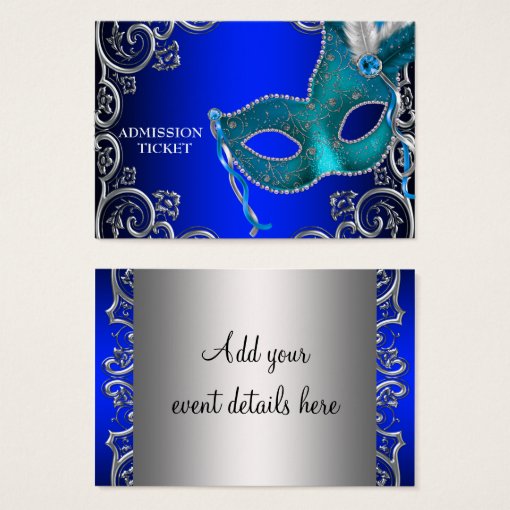Royal Blue Masquerade Party Admission Tickets | Zazzle