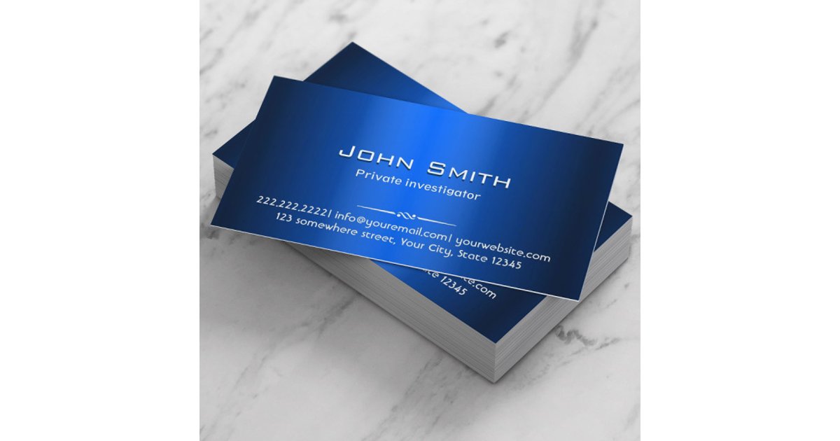 Royal Blue Metal Investigator Business Card | Zazzle