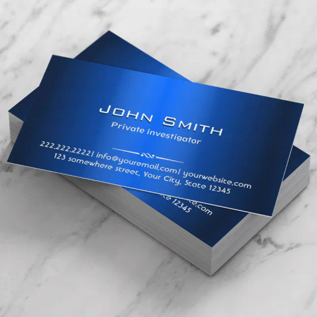 Royal Blue Metal Investigator Business Card | Zazzle