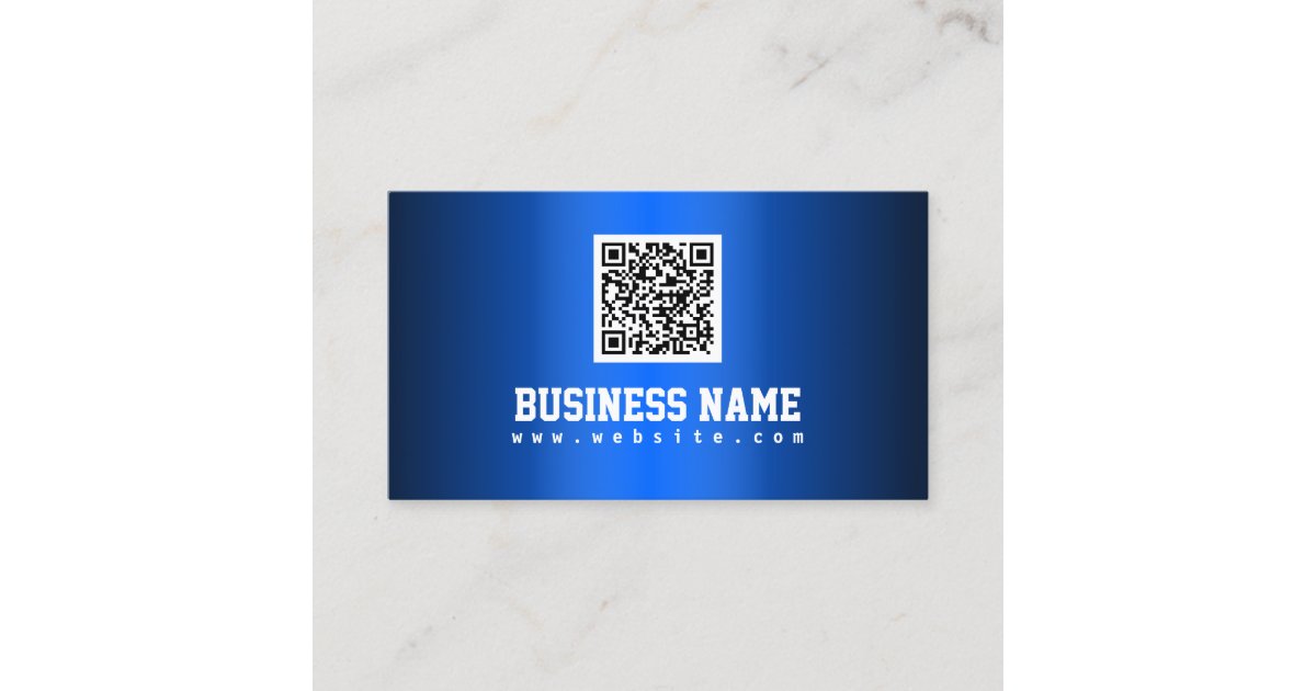 Royal Blue Metallic QR code Business Card | Zazzle
