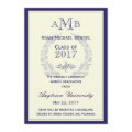 Royal Blue Monogram Graduation Announcement | Zazzle
