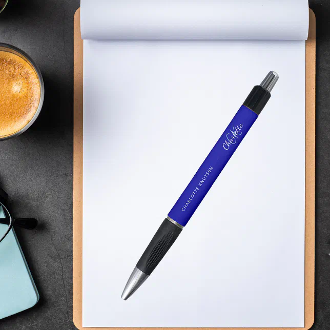 Royal blue monogram name script pen | Zazzle