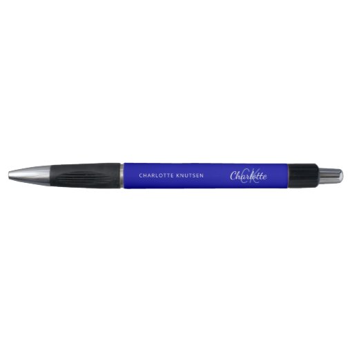 Royal blue monogram name script pen | Zazzle