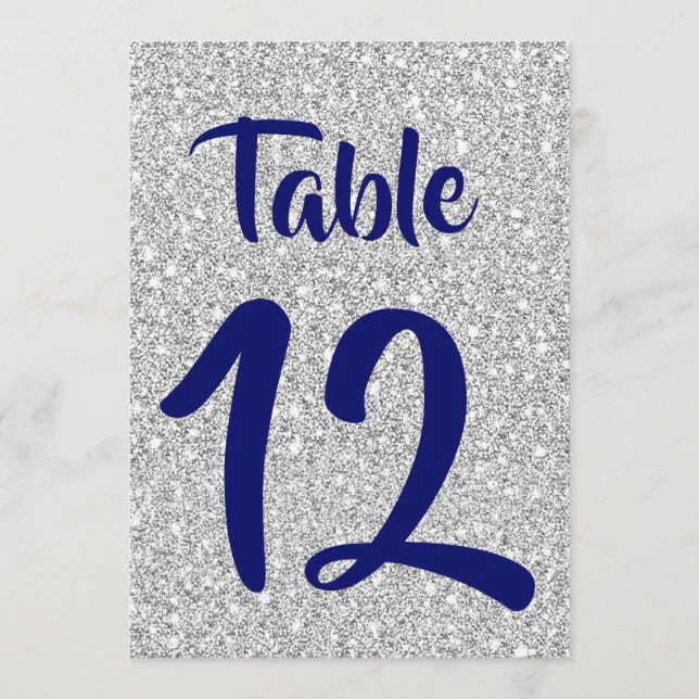 Royal Blue Numbers on a Silver Glitter Background Program | Zazzle