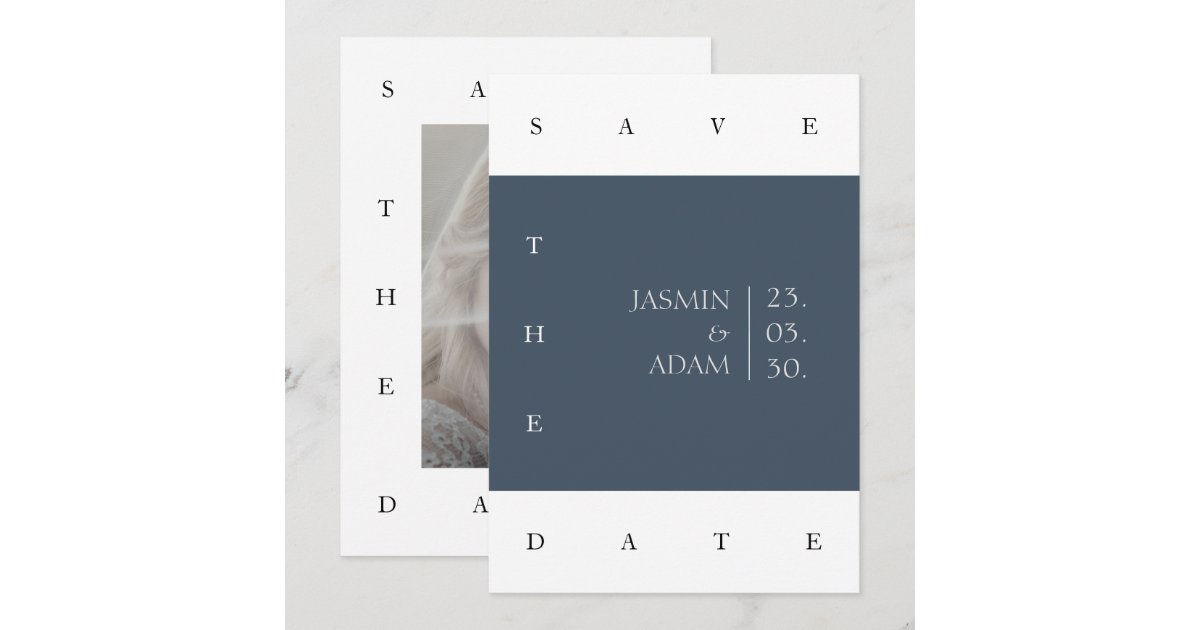 Royal Blue Opulence Minimal Photo Wedding Save The Date | Zazzle