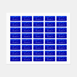 Royal blue paint dripping name script labels | Zazzle