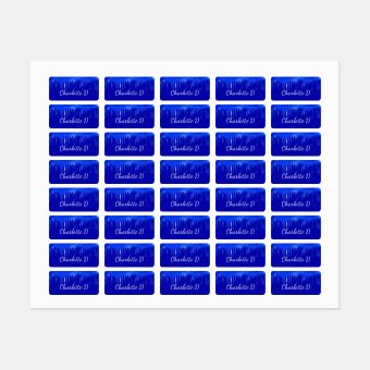 Royal blue paint dripping name script labels | Zazzle