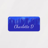 Royal blue paint dripping name script labels | Zazzle