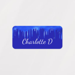 Royal blue paint dripping name script labels | Zazzle