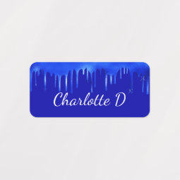 Royal blue paint dripping name script labels | Zazzle
