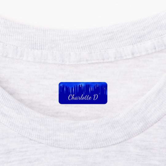 Royal blue paint dripping name script labels | Zazzle.com
