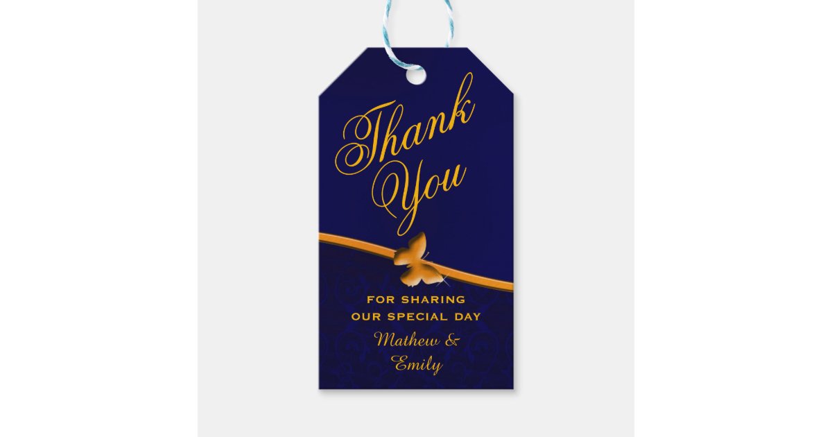 Royal Blue Personalized Thank You Wedding Favor Gift Tags | Zazzle