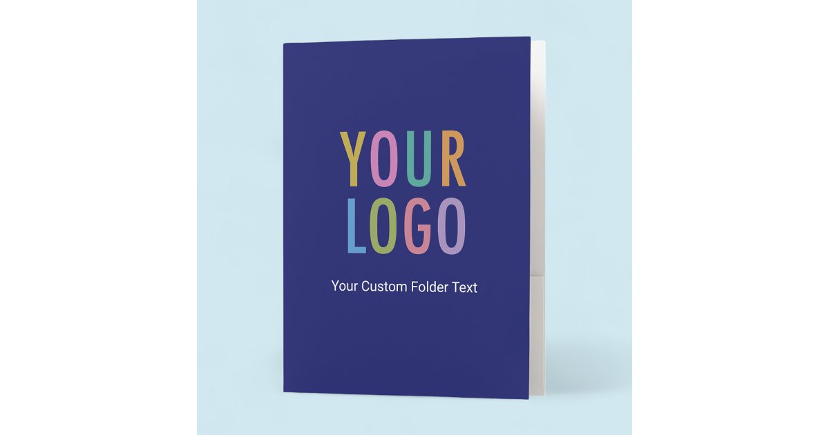 Royal Blue Pocket Presentation Folder with Logo | Zazzle