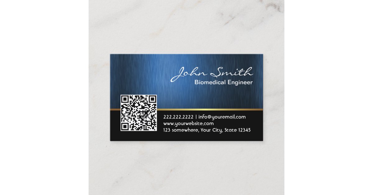 Royal Blue QR code Biomedical Business Card | Zazzle