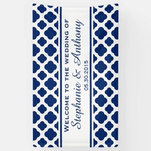 Royal Blue Quatrefoil Wedding Welcome Banner | Zazzle