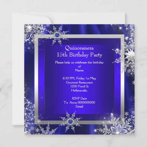 Royal Blue Quinceanera 15th Elite Elegant Birthday Invitation | Zazzle